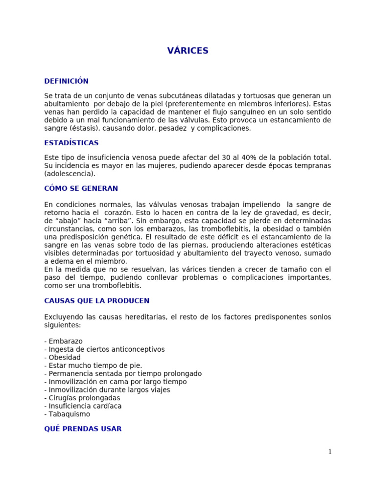 Várices: Causas, Síntomas y Tratamientos | PDF | Venas varicosas | Vena