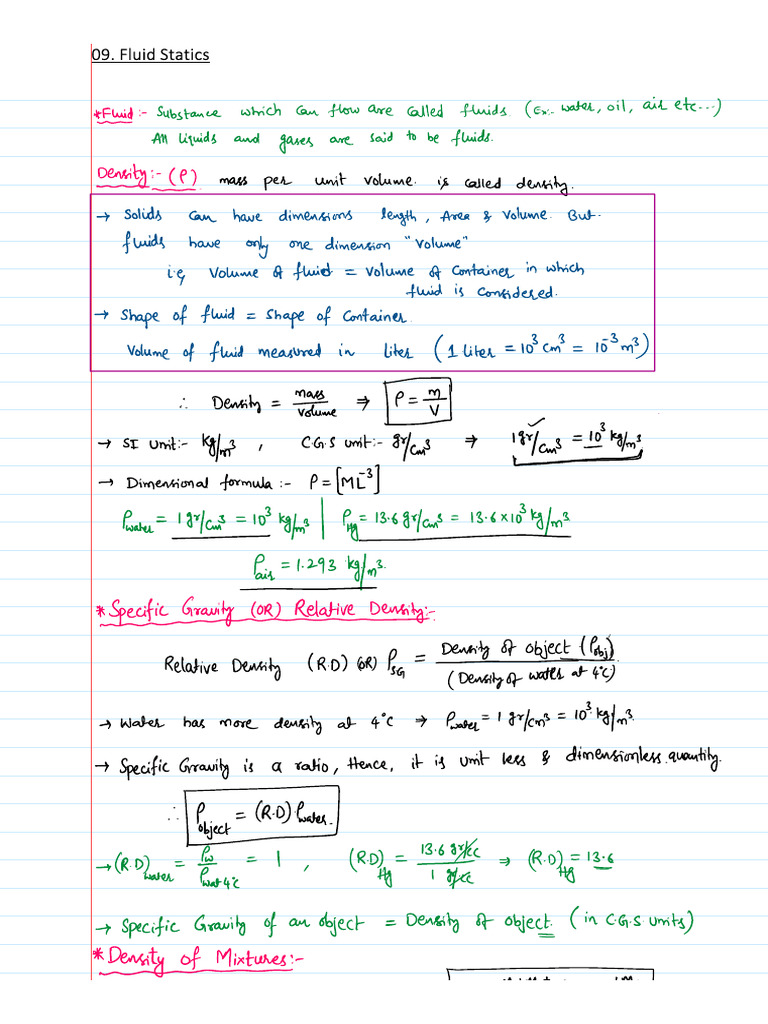 09A Fluid Statics | PDF