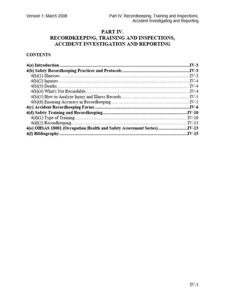 Recordkeeping, Training and Inspections, Accident Investigation and Reporting | PDF ...
