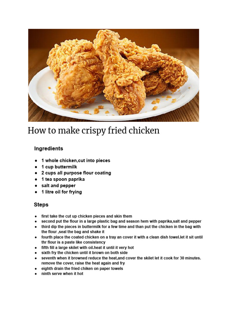 How To Make Crispy Fried Chicken | PDF
