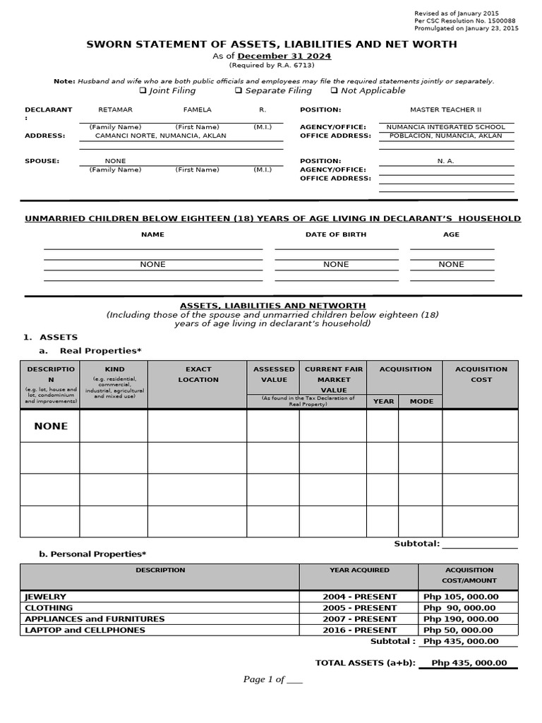 2024 Saln Form | PDF
