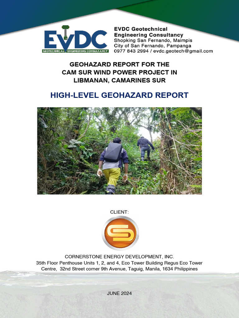 Geohazard Report: Cam Sur Wind Project | PDF | Earthquakes | Sinkhole