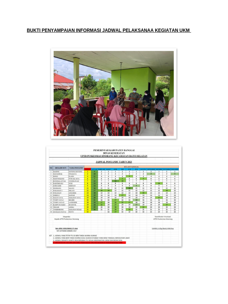 BUKTI PENYAMPAIAN INFORMASI JADWAL PELAKSANAA KEGIATAN UKM | PDF