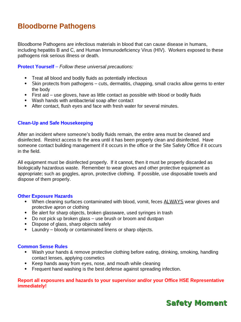 Bloodborne Pathogens | PDF