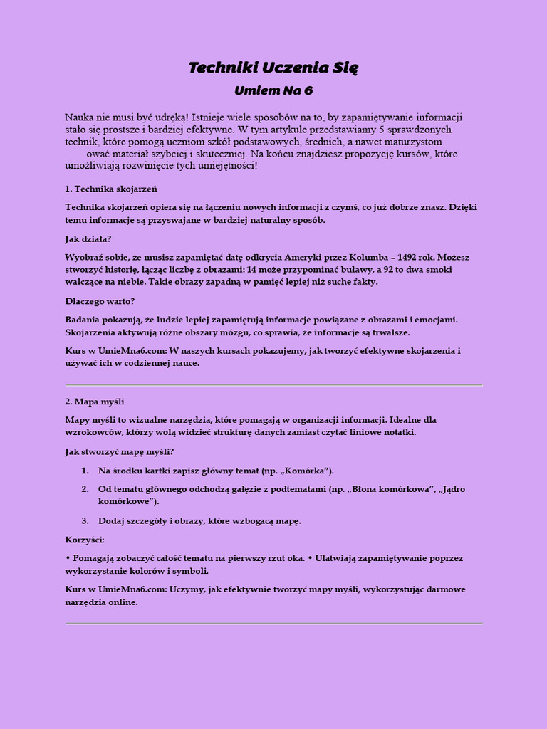 Techniki Zapamiętywania PDF | PDF