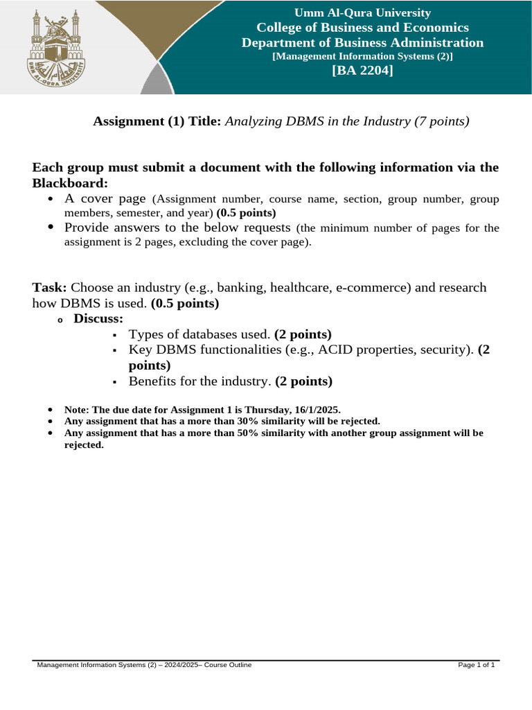 Assignment (1) Analyzing DBMS in The Industry | PDF
