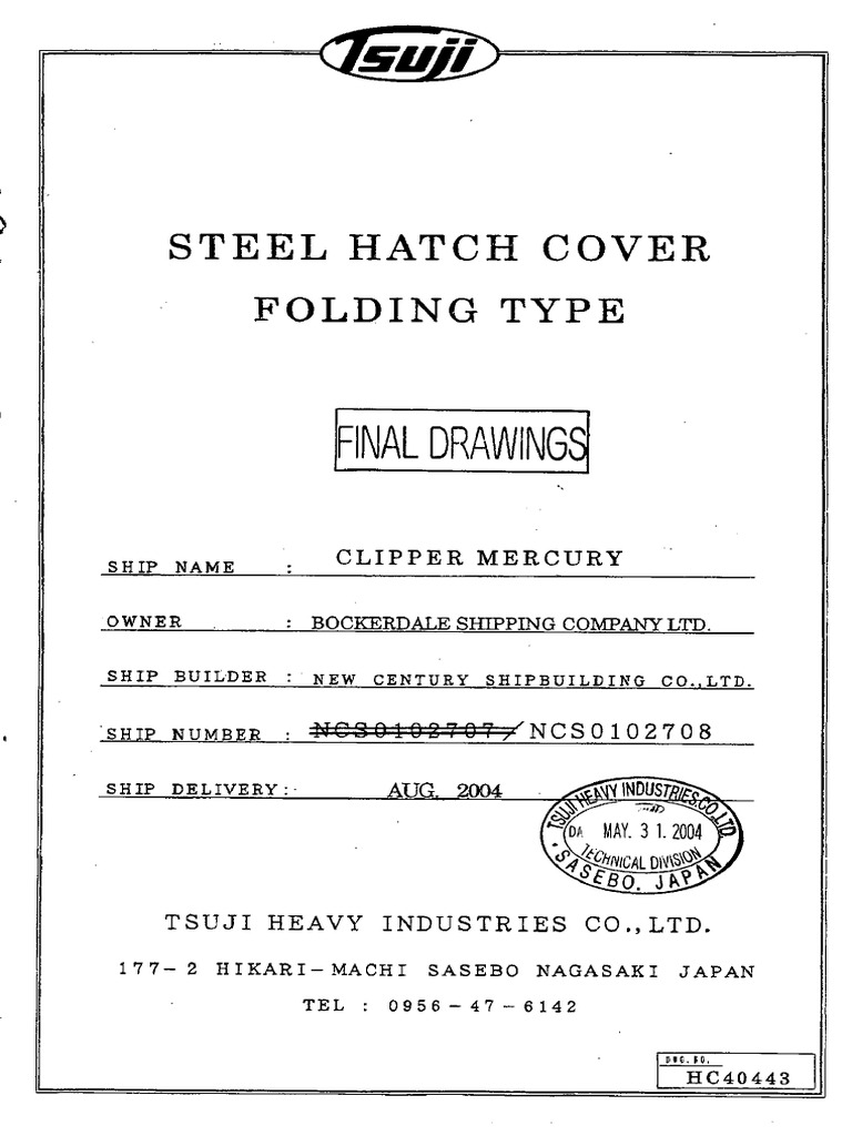 Steel Hatch Cover-folding Type;0102708(1) | PDF