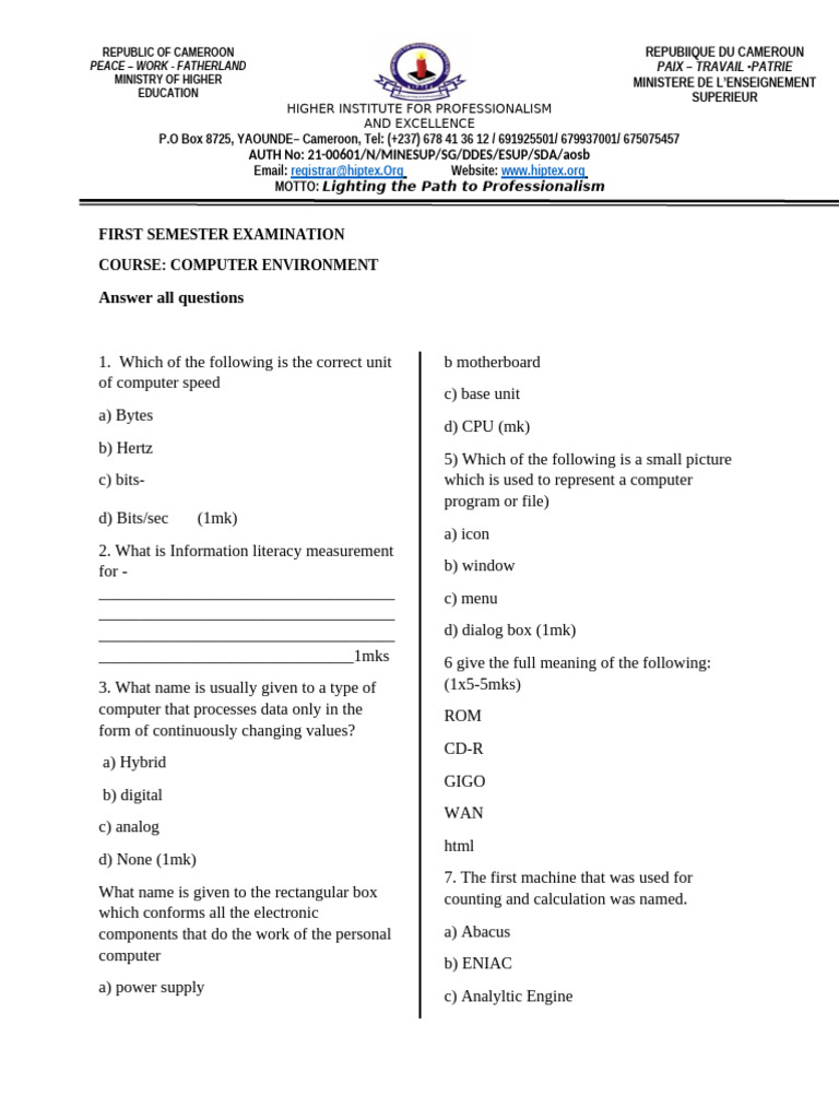 GENERAL Computer - Questions | PDF | Electronics | Computer Hardware