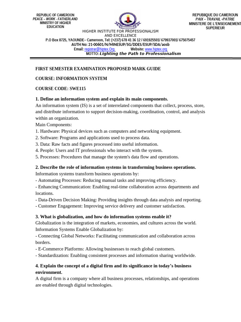 Introduction To Information Systems Answers | PDF | Competitive ...