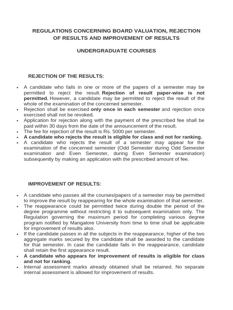 UG & PG Result Regulations | PDF
