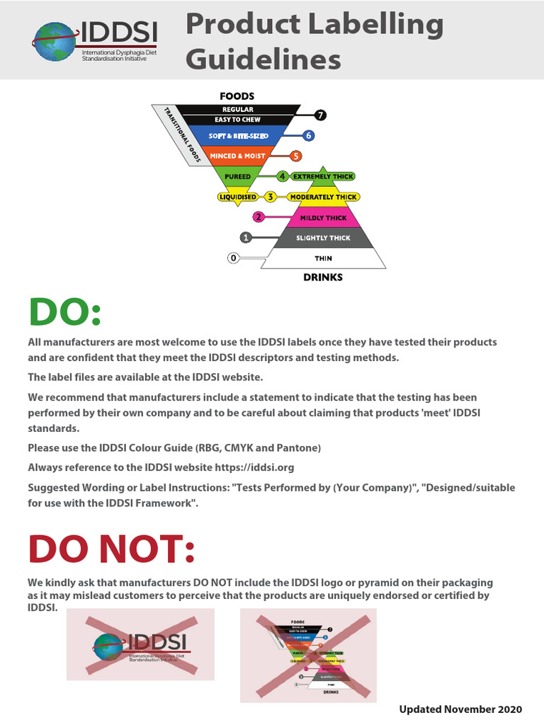 Iddsi Product Labelling Guidelines | PDF