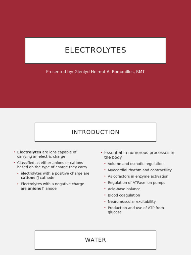 Understanding Electrolytes and Body Water | PDF | Electrolyte | Physiology