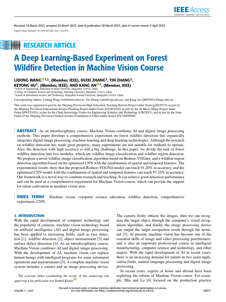 A Deep Learning-Based Experiment On Forest Wildfire Detection in ...