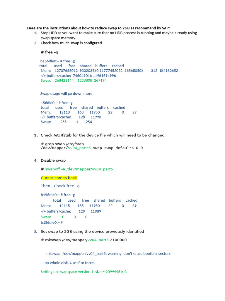 Here Are The Instructions About How To Reduce Swap To 2GB As Recommend ...