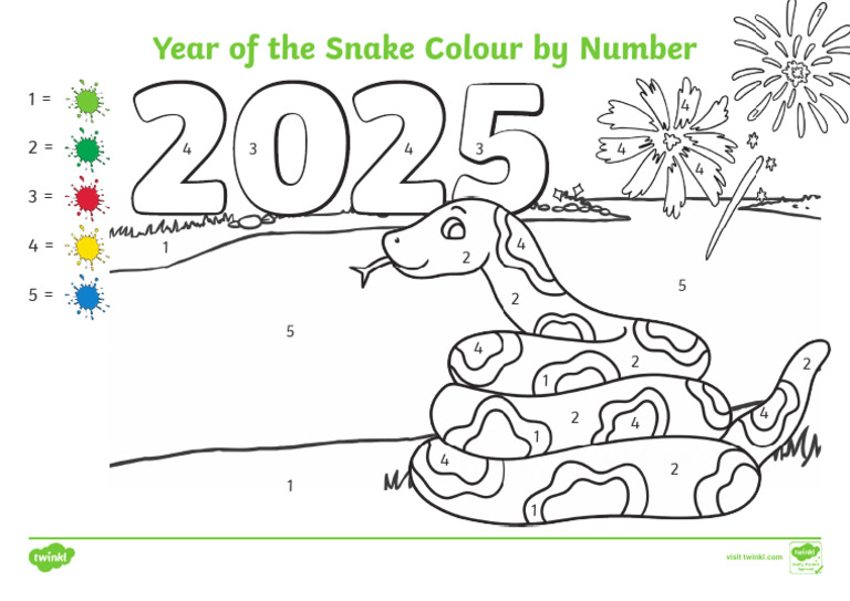 T TP 1729516528 Year of The Snake Colour by Numbers To 5 - Ver - 3 | PDF