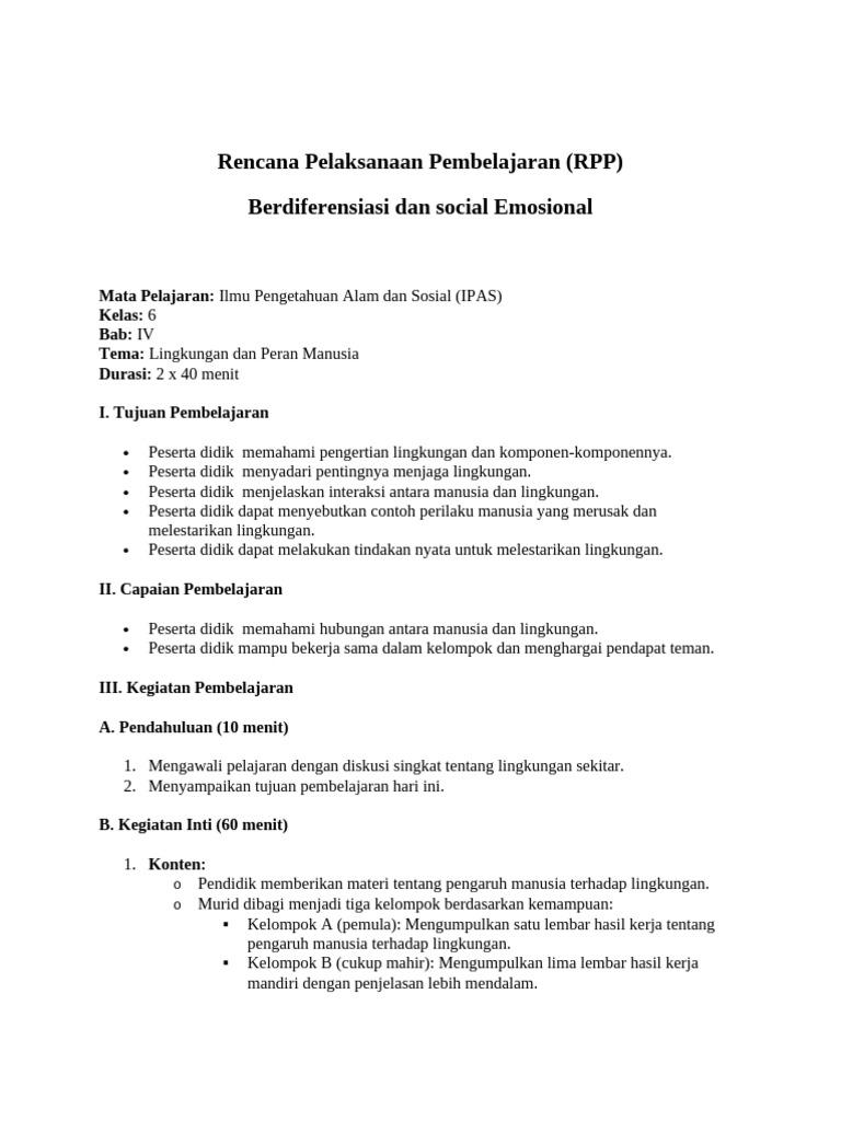 Susan - RPP Ipas Bab 4 Kelas 6 SD | PDF