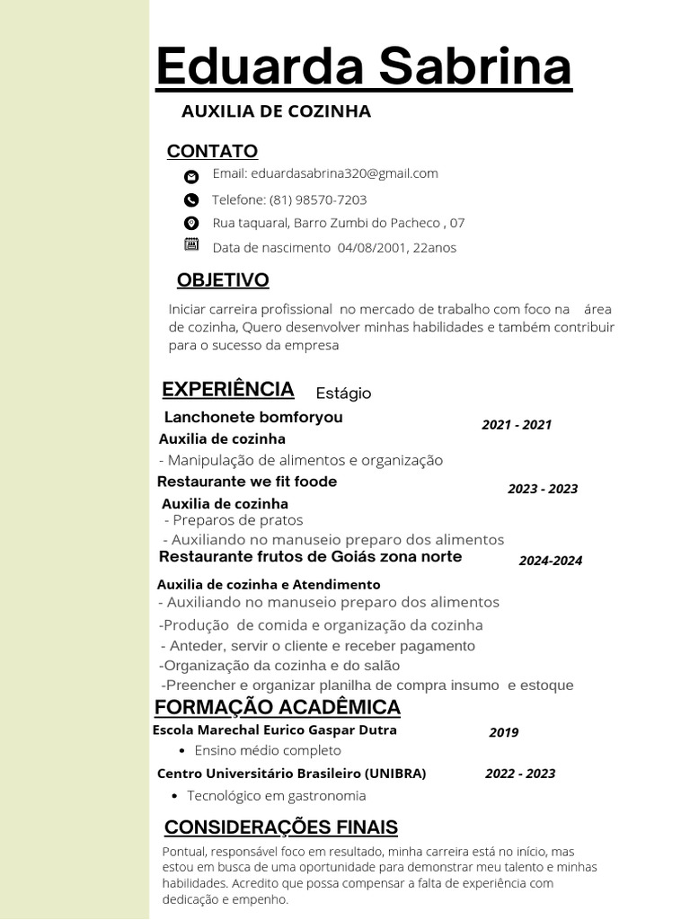 Currículo Eduarda Sabrina - Compressed | PDF