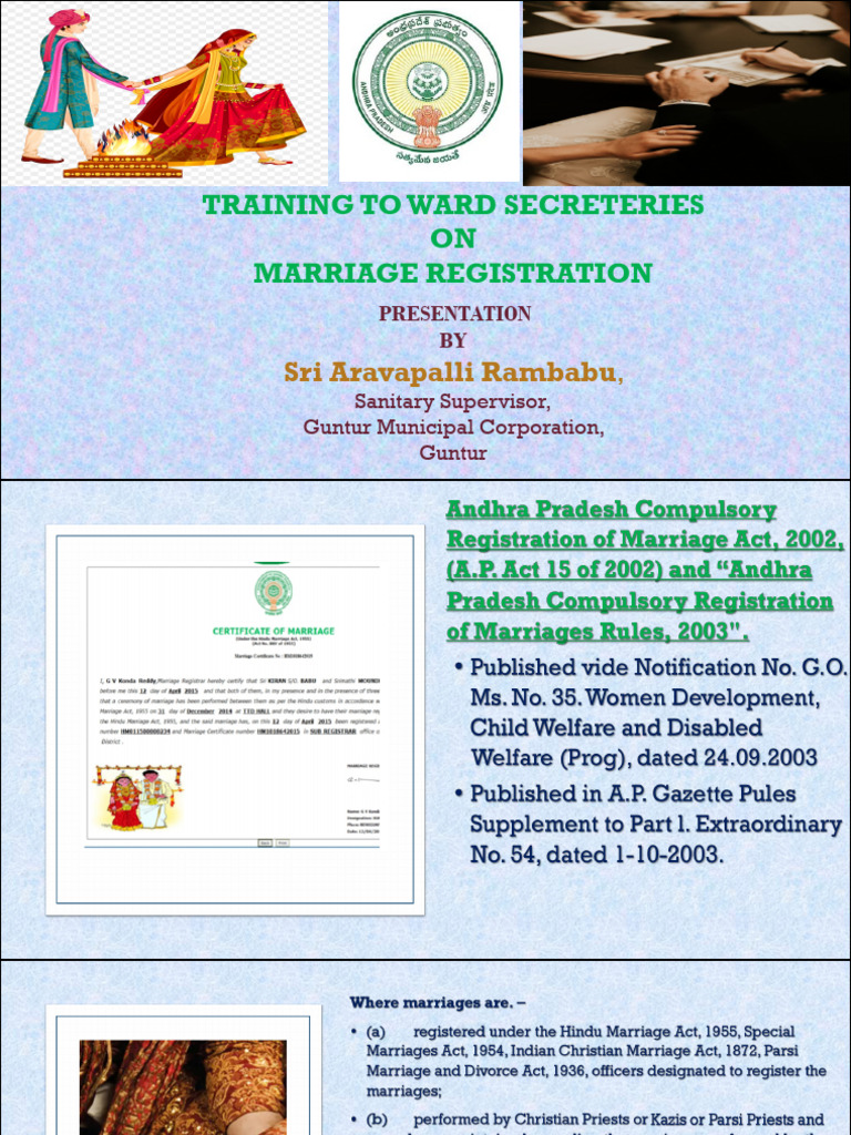 Marriage Registration Training Guide | PDF | Marriage | Social Institutions