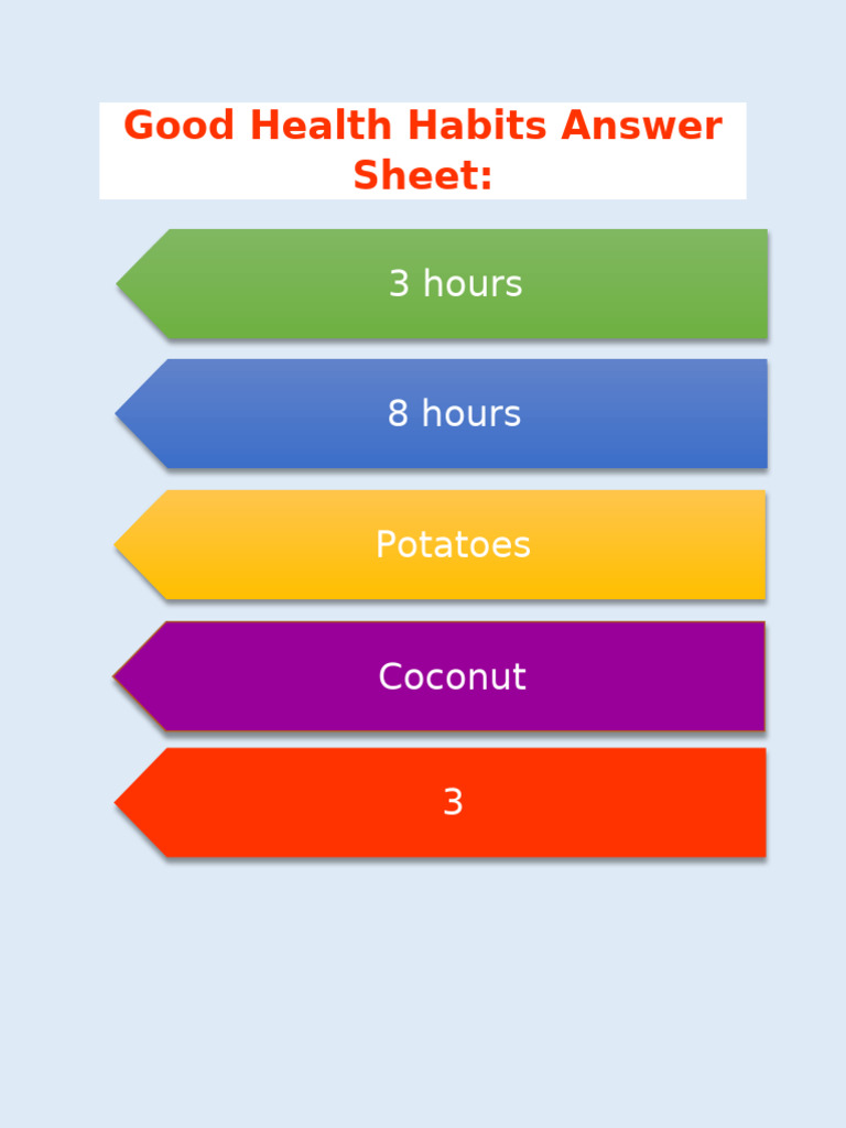 Good Health Habits Answer Sheet | PDF