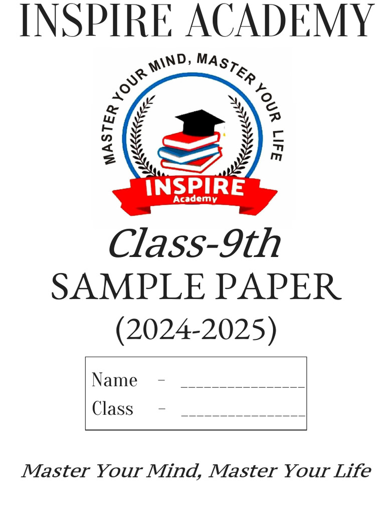 Front Page Sample Paper Class-9th | PDF