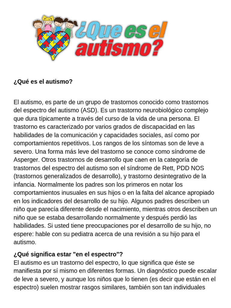 Autismo: Trastorno del Espectro ASD | PDF | Autismo | Invalidez
