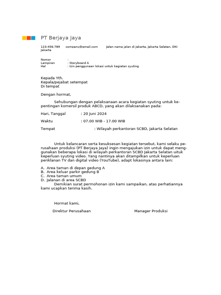 Contoh Permohonan Izin Lokasi | PDF