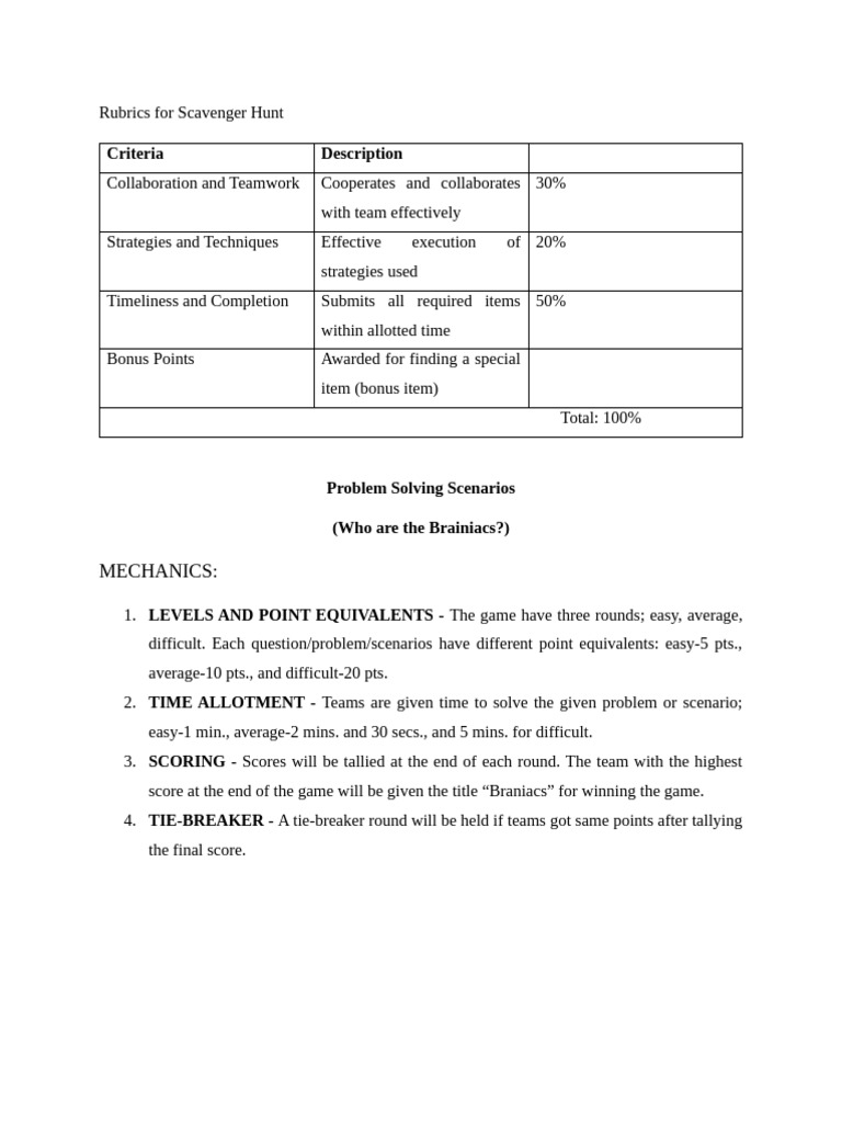 Problem solving Scenario | PDF