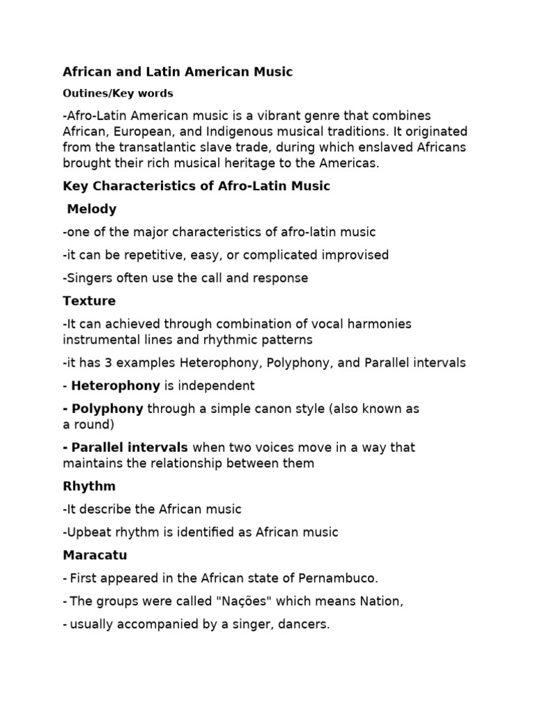 Characteristics of Afro-Latin Music | PDF