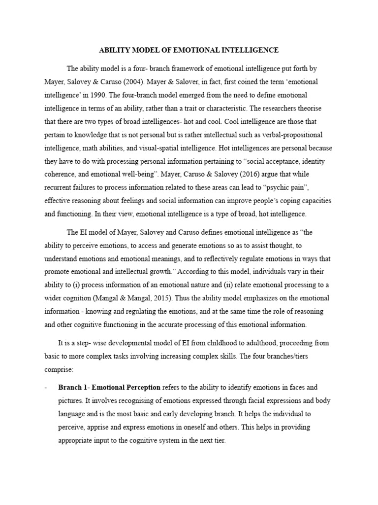 Ability and Performance Models of EI | PDF | Emotional Intelligence ...