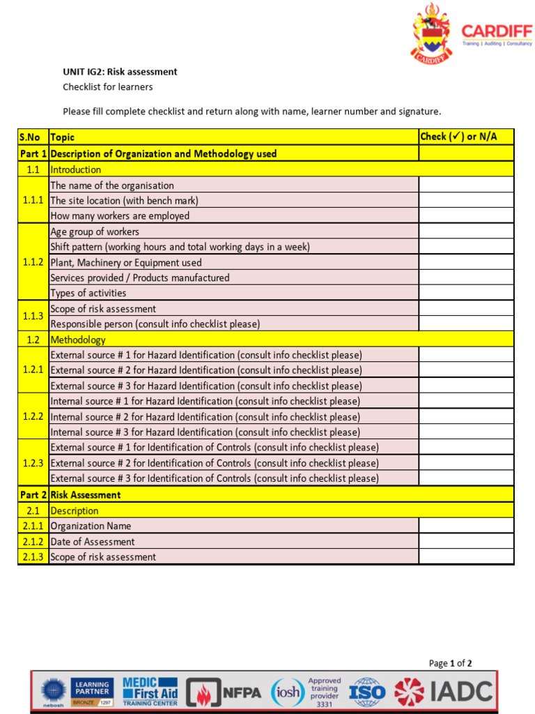 new_checklist_cardiff_1 | PDF | Risk | Safety