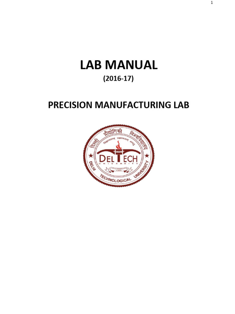 Precision Manufacturing Lab Manual | PDF | Machining | Electricity