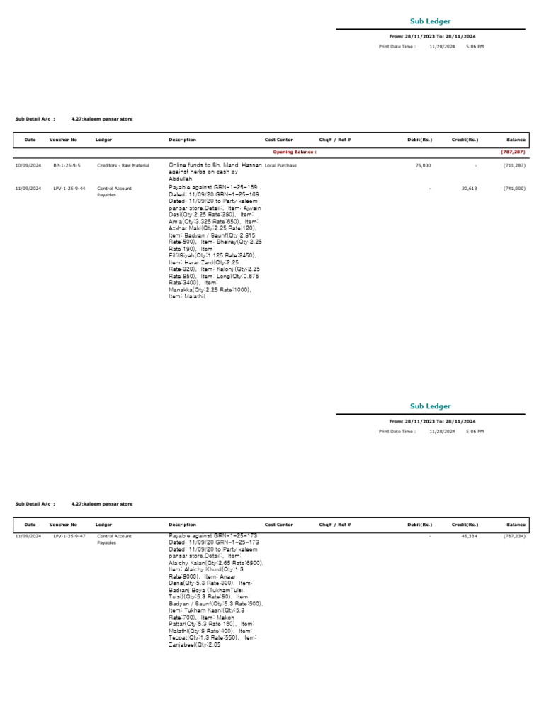 kaleem pansar store | PDF | Debits And Credits | Voucher