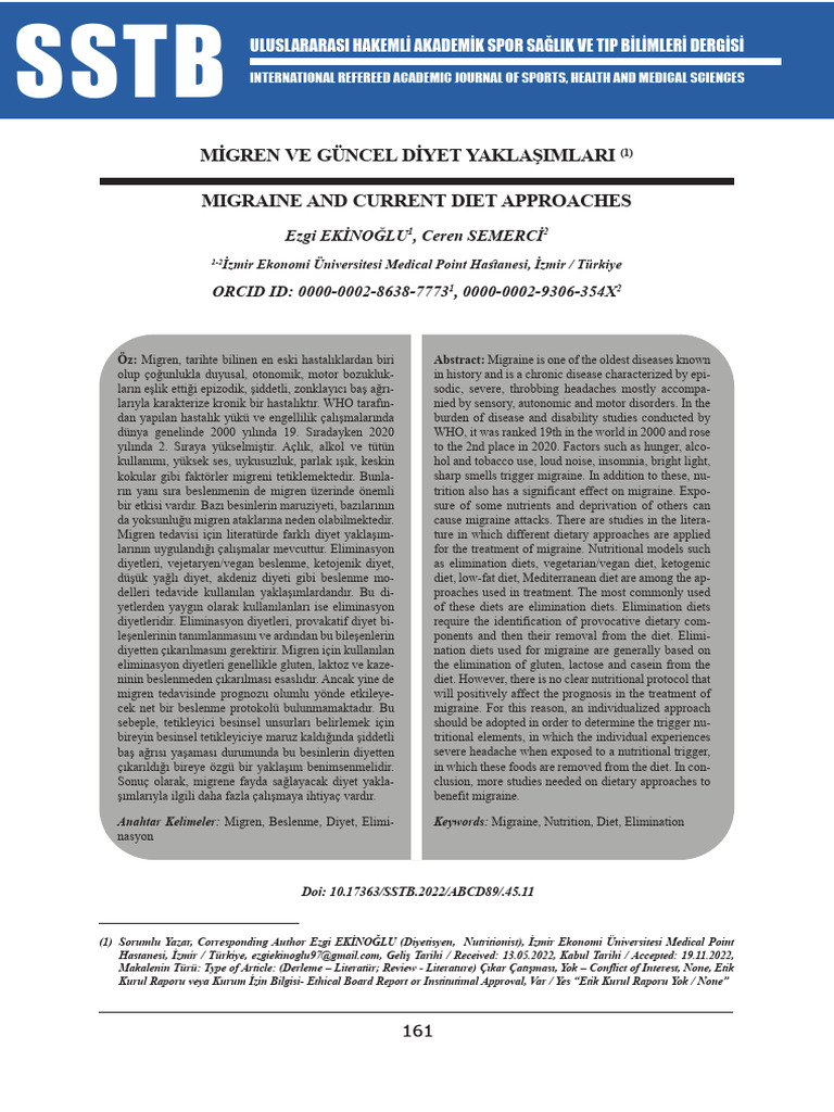 Migren Ve Guncel Diyet Yaklasimlari20221128080237 | PDF