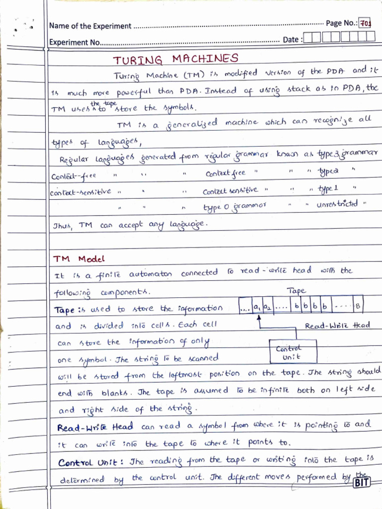 21CS51 - ATCD - MODULE 5 - Turing Machines | PDF