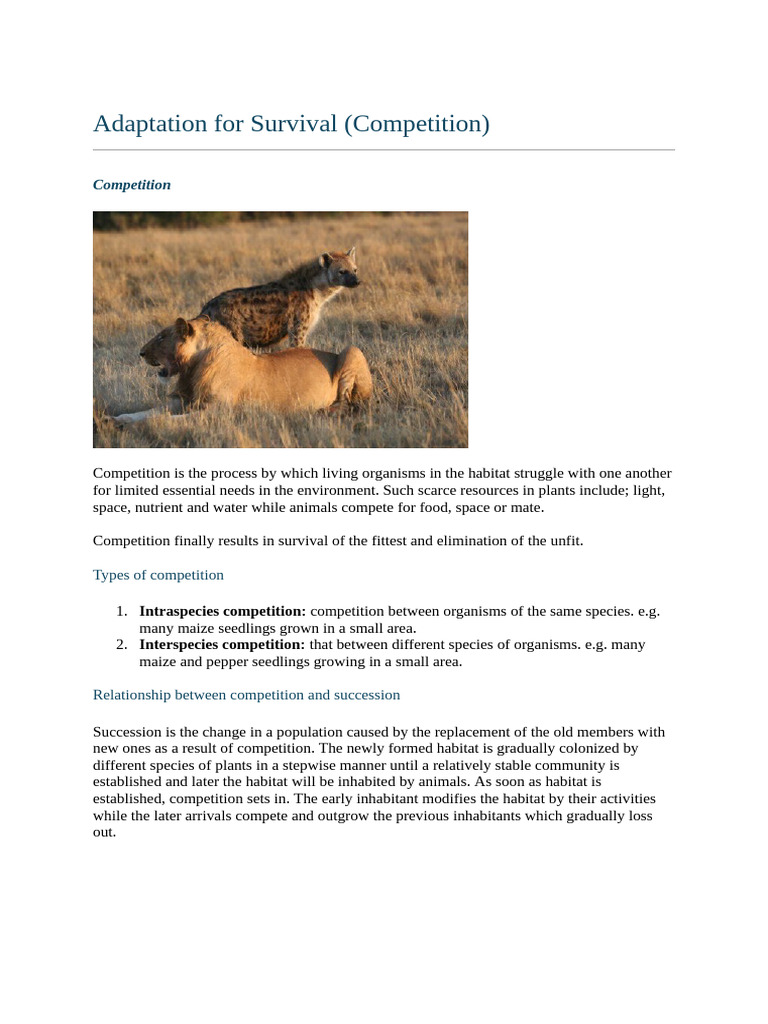 Competition and Adaptation in Ecosystems | PDF | Eusociality | Organisms