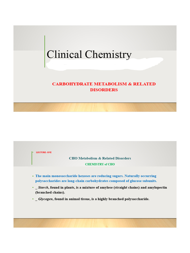 Lec One Carbohydrate Metabolism Disorder | PDF | Insulin | Glucose
