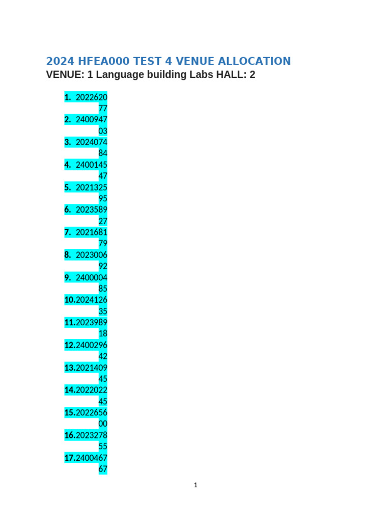 2024 Venue Allocation List | PDF