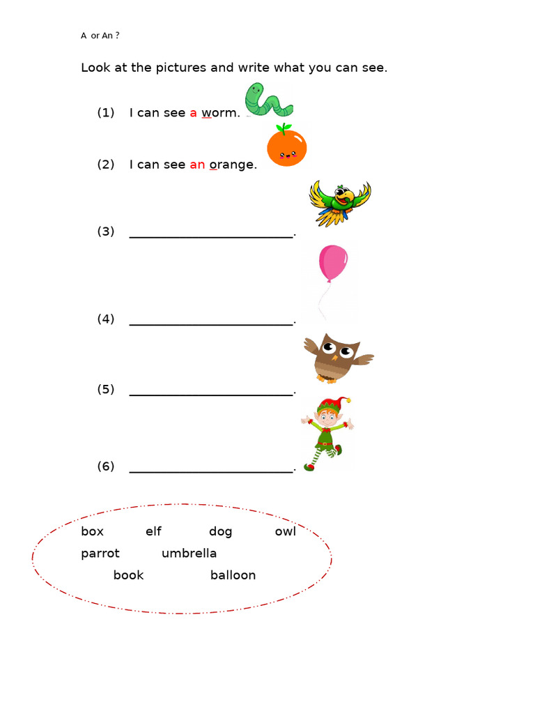 A or An Write What You Can See | PDF