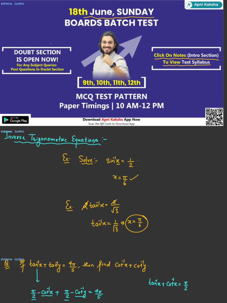 ITF L 04 Class Notes ITF Equations and Matrices I NJ 247 | PDF