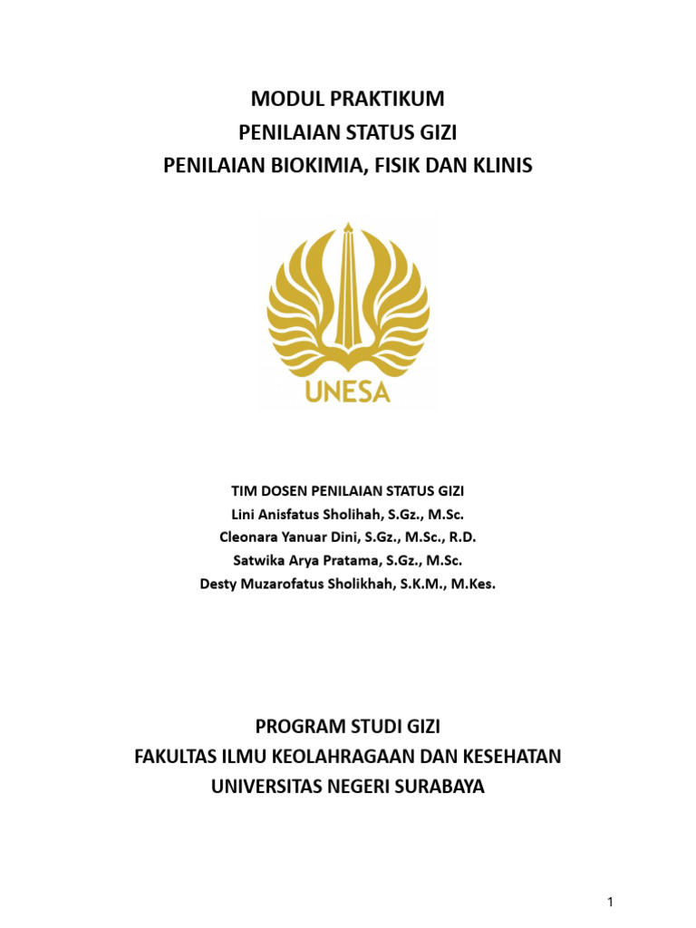 Modul Praktikum PSG Biokimia, Fisik, Klinis 2024 | PDF