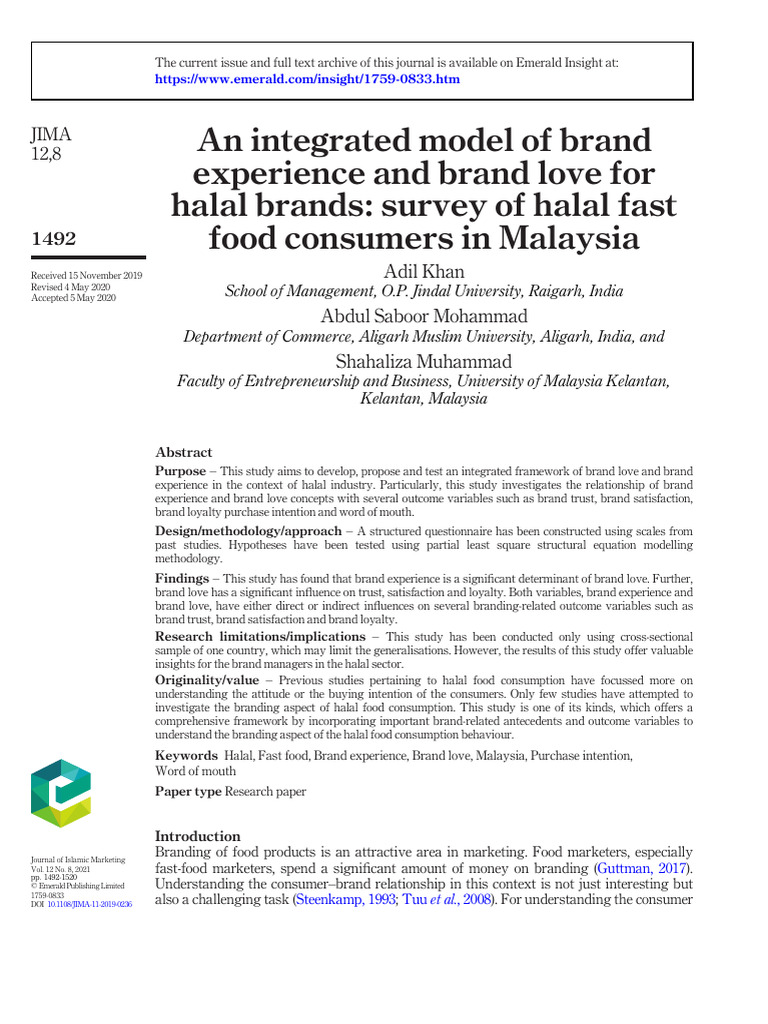 2019 An Integrated Model of Brand Experience | PDF | Cronbach's Alpha ...