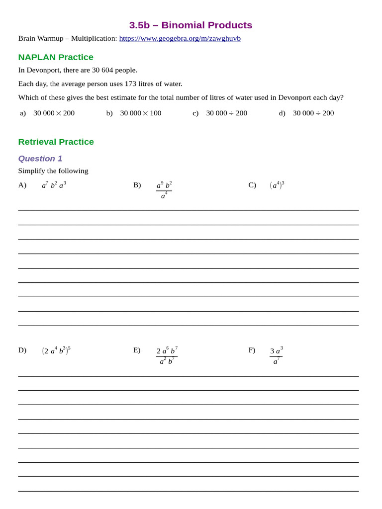 3 5b+-+Binomial+Products | PDF | Cognitive Science