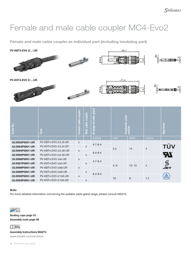 Mc4-Evo2 Plug PV - KST 4 - 6ii - Datasheet - en | PDF | Electrical ...
