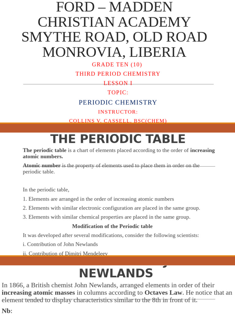 Grade 10 Chemistry: Periodic Table | PDF | Periodic Table | Salt ...