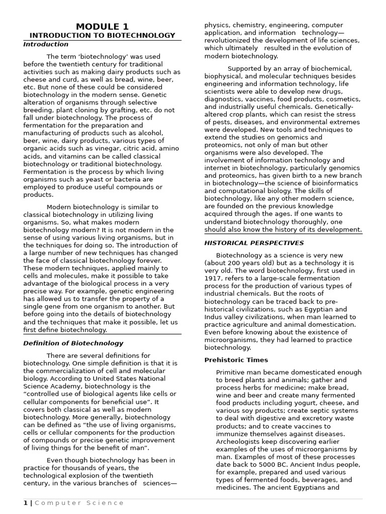 1_Introduction to BioTech | PDF | Biotechnology | Fermentation