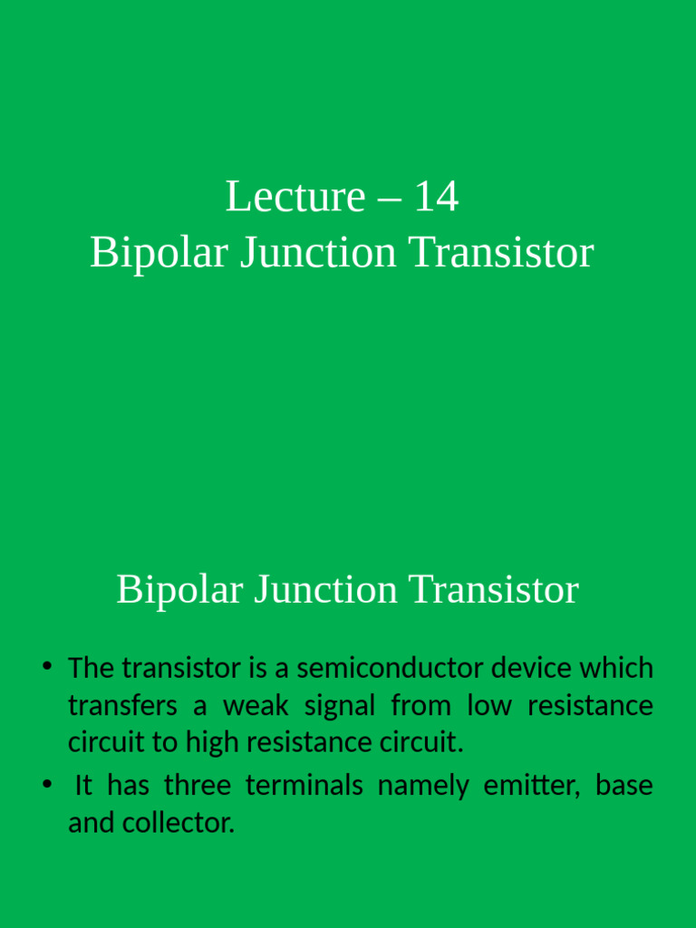 Lecture No.16 - BJT | PDF | Bipolar Junction Transistor | Computer Engineering