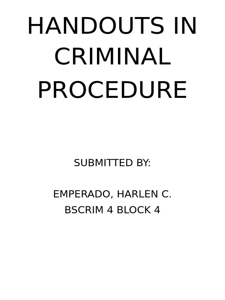 Handouts in Criminal Procedure | PDF