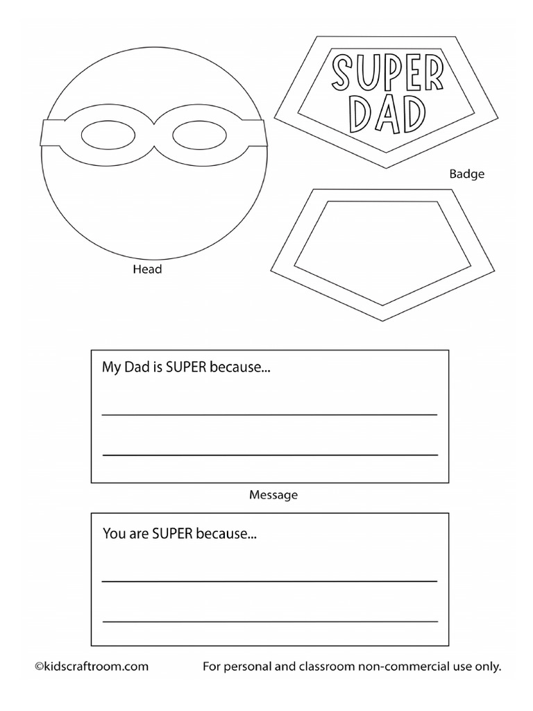 Fathers Day Super Dad Craft Template | PDF