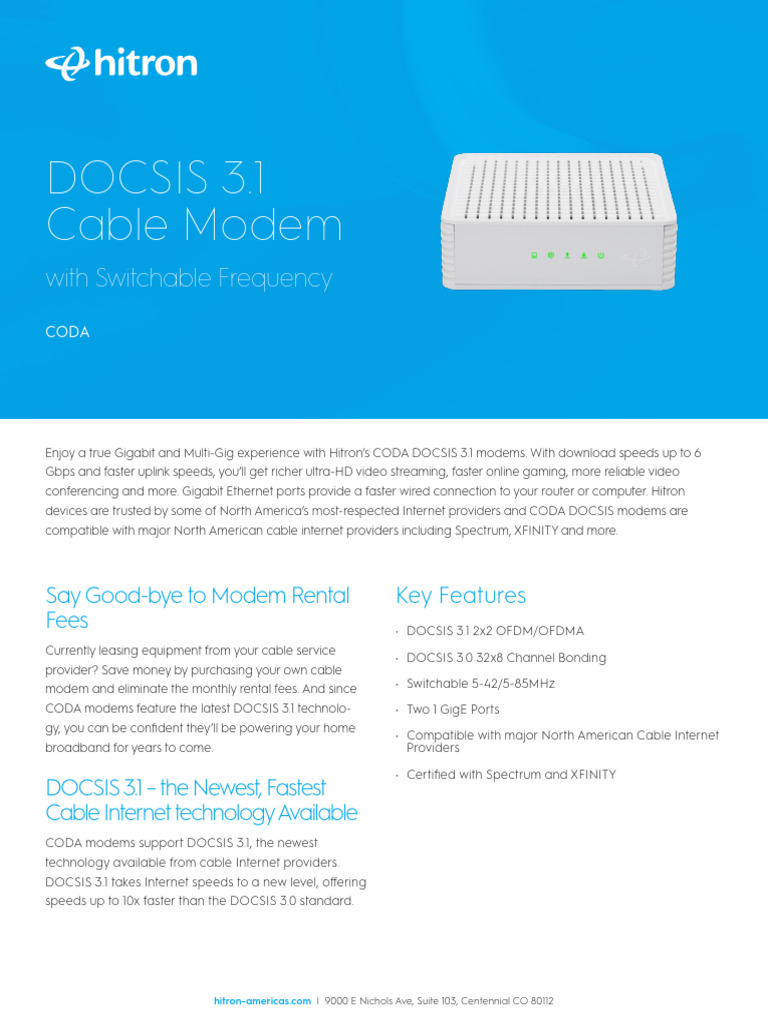 Hitron CODA DOCSIS 3.1 Cable Modem | PDF | Modem | Computer Engineering