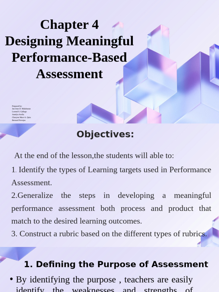 Malabanan, Gallego, Avella, Quia, Novejas Chapter 4 Performance Based Assessment | PDF ...